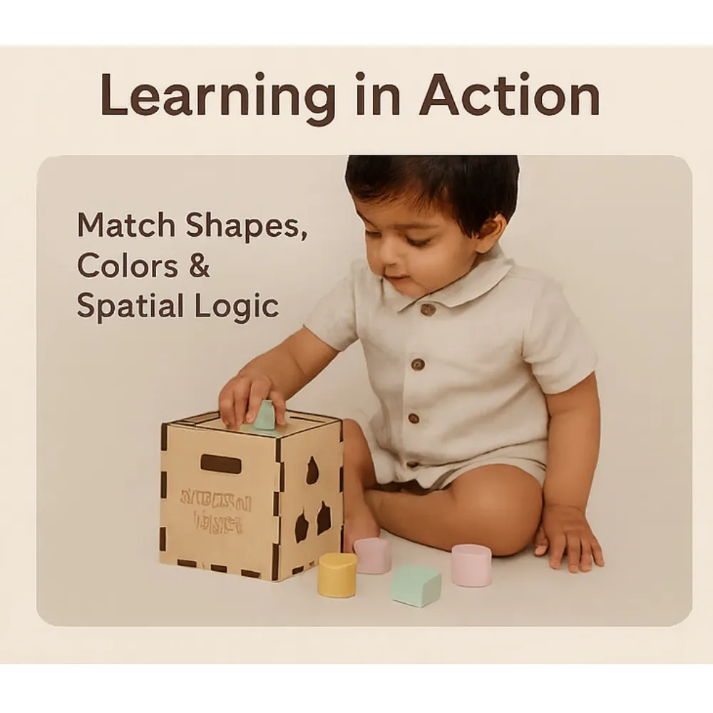 Wooden Montessori Shape Sorter Box – Educational Toy for Toddlers