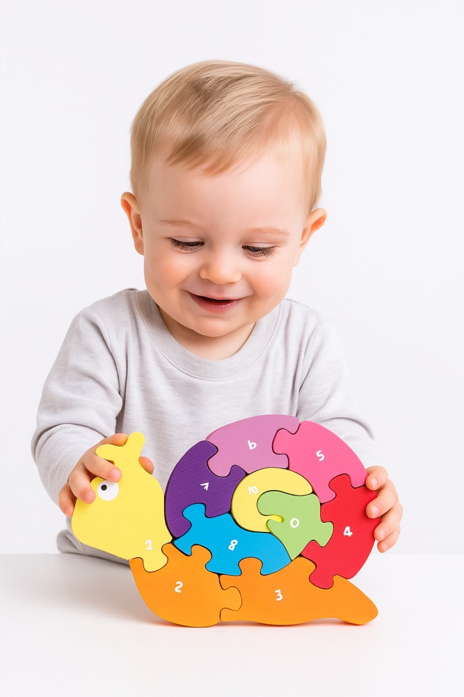 Wooden Snail Puzzle – Counting Numbers Toy | 10 pcs | 1+ Years